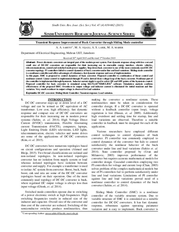 (PDF) Transient Response Improvement of Buck Converter through Sliding ...