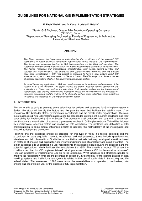 (PDF) Guidelines for National GIS Implementation Strategies -2005