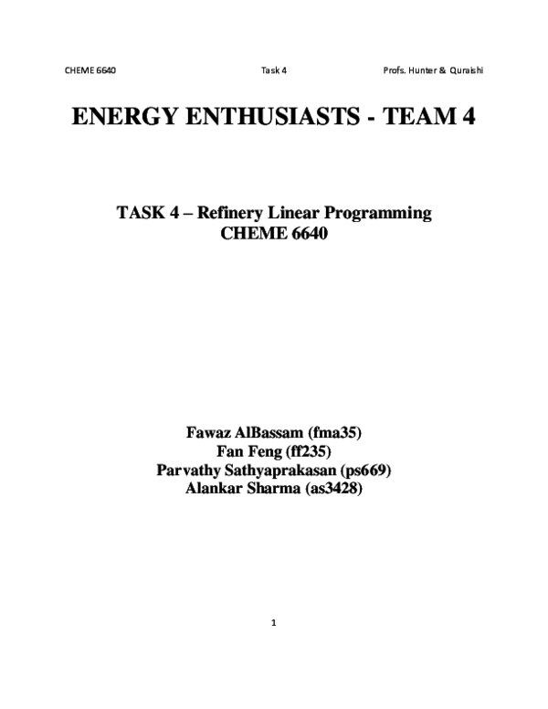 (PDF) Linear Programming of an Oil Refinery