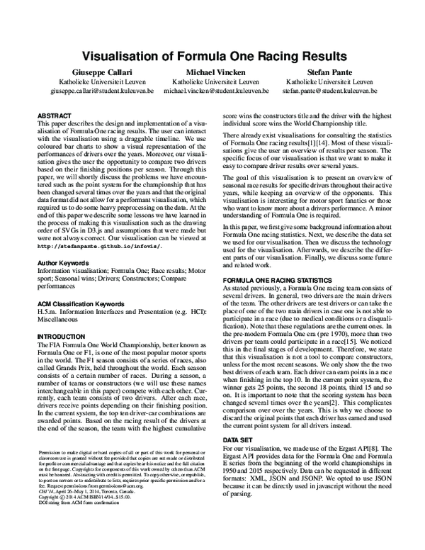 (PDF) Visualisation of Formula One Racing Results [ENGLISH]