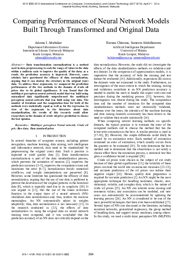 (PDF) Comparing Performances of Neural Network Models Built Through ...