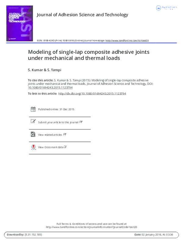 (PDF) Modeling of single-lap composite adhesive joints under mechanical ...