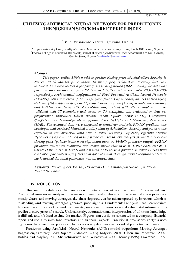 Pdf Utilizing Artificial Neural Network For Prediction In The
