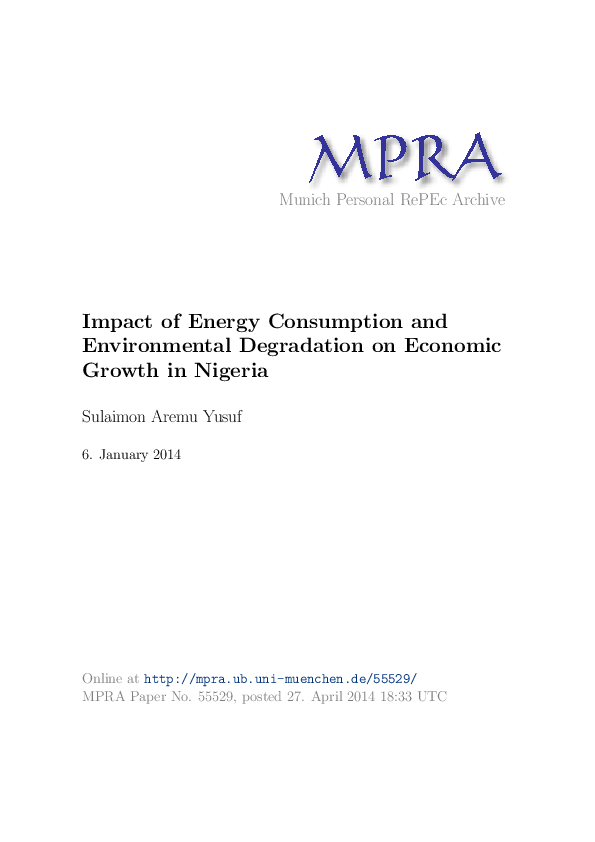 (PDF) Impact of Energy Consumption and Environmental Degradation on ...