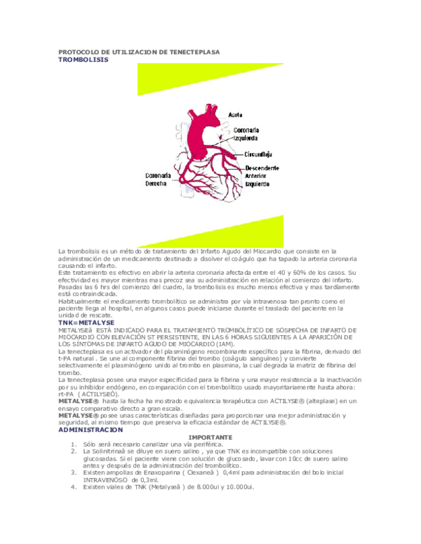 (DOC) PROTOCOLO DE UTILIZACION DE TENECTEPLASA
