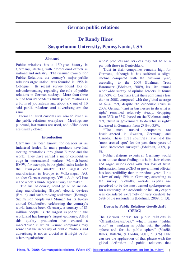 (PDF) PR 2 Germany history of PR