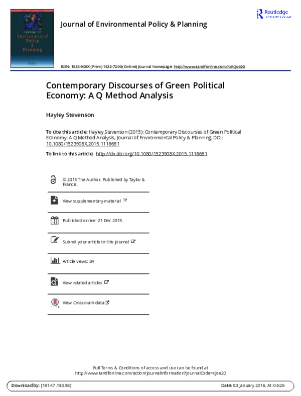 (PDF) Contemporary Discourses of Green Political Economy: A Q method ...