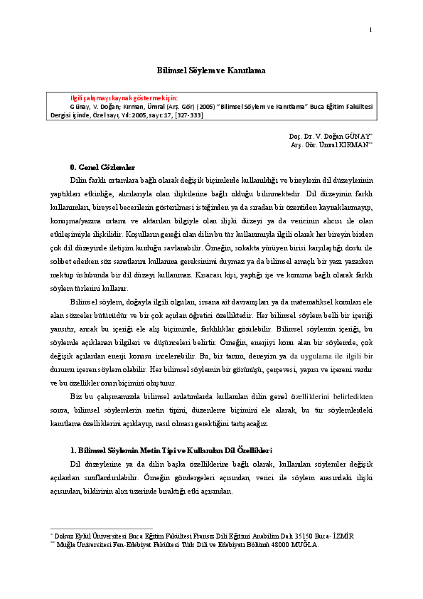 (PDF) Bilimsel Söylem ve Kanıtlama | V. Dogan Gunay - Academia.edu