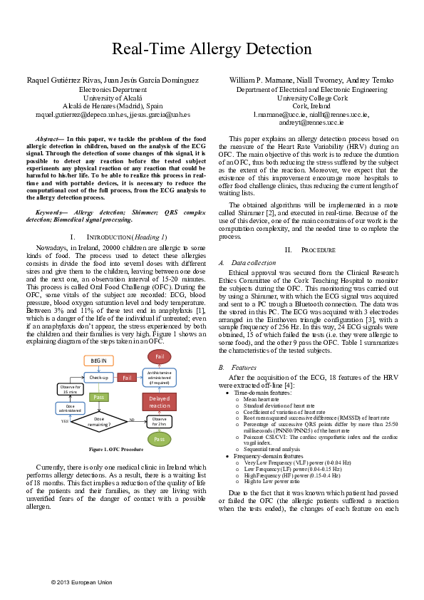 (PDF) Real-Time Allergy Detection