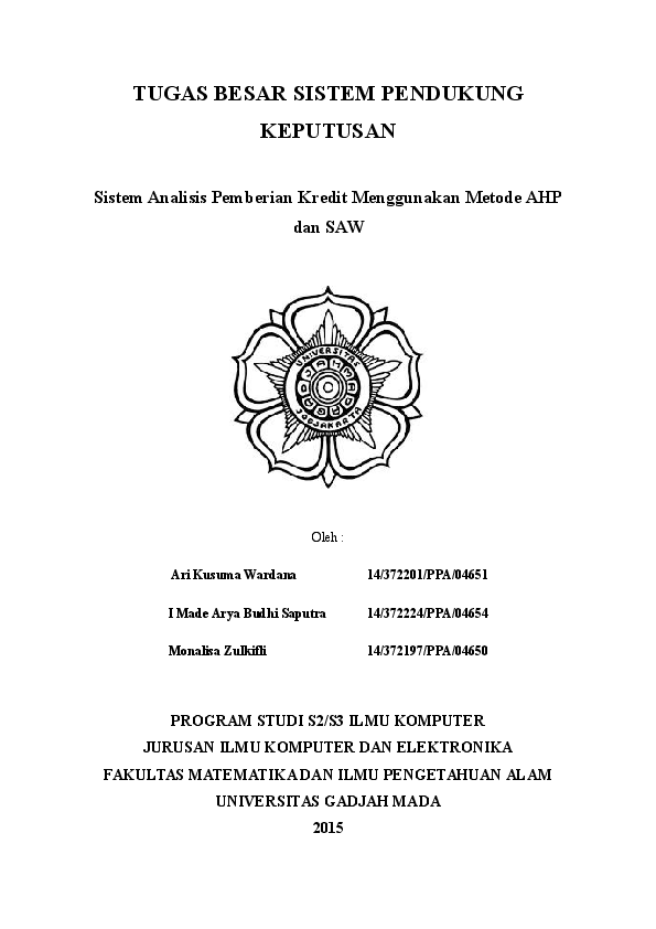 (DOC) Implementasi AHP dan SAW