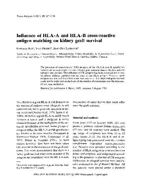 (PDF) Influence of HLA-A and HLA-B cross-reactive antigen matching on ...