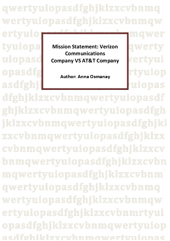 (PDF) Mission Statement: Verizon Communications Company VS AT&T Company