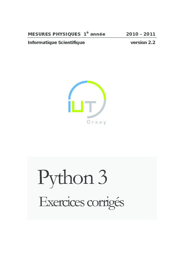 (PDF) Exercices-python3