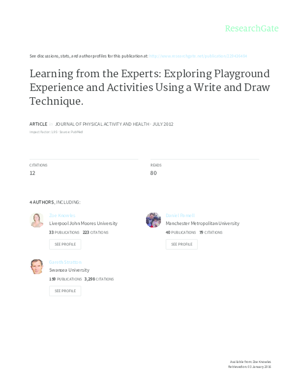 (PDF) Learning from the experts: exploring playground experience and ...