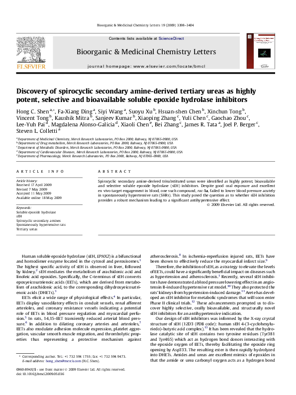 (PDF) Discovery of spirocyclic secondary amine-derived tertiary ureas ...
