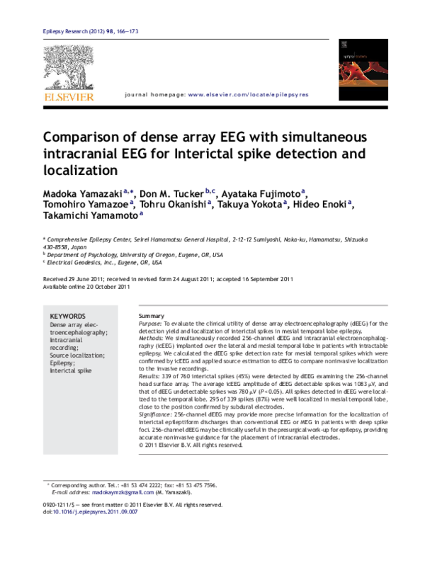 Pdf Comparison Of Dense Array Eeg With Simultaneous Intracranial Eeg