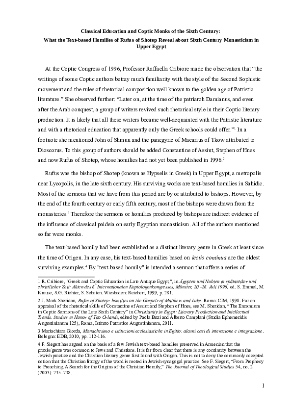 (PDF) Classical Education and Coptic Monks of the Sixth Century: What ...