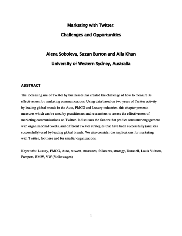 (PDF) Marketing with Twitter: Challenges and Opportunities