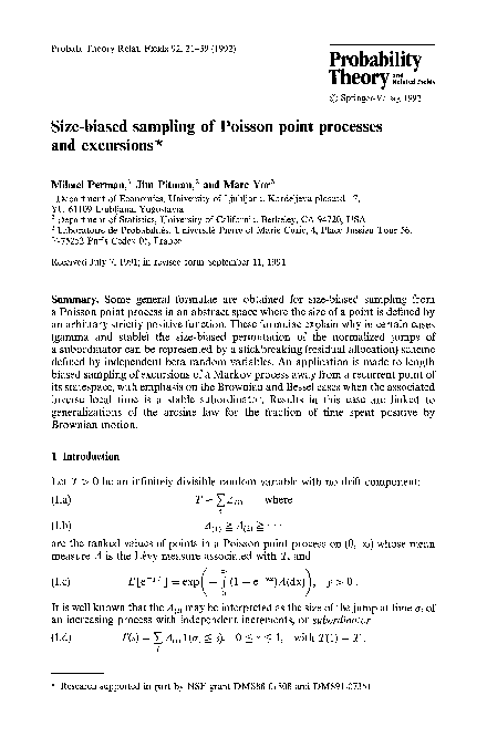 (PDF) Size-biased sampling of Poisson point processes and excursions