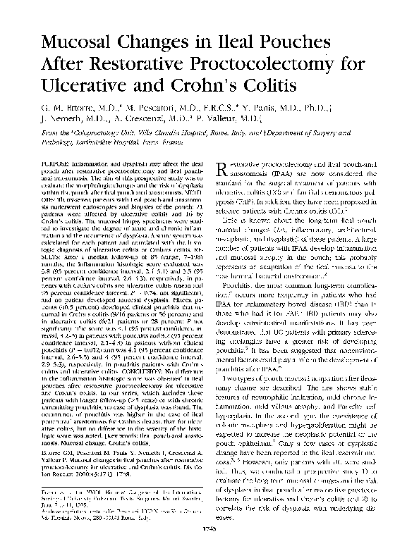 (PDF) Mucosal changes in ileal pouches after restorative ...