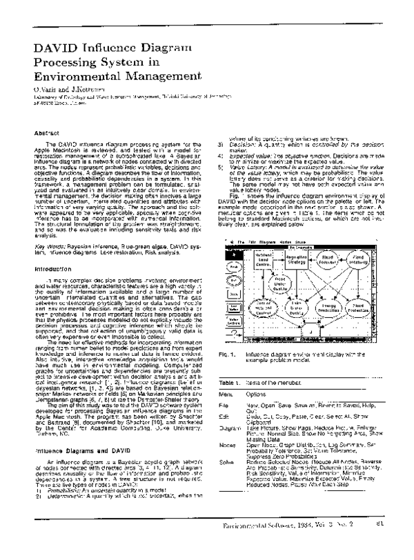 (PDF) DAVID influence diagram processing system in environmental management