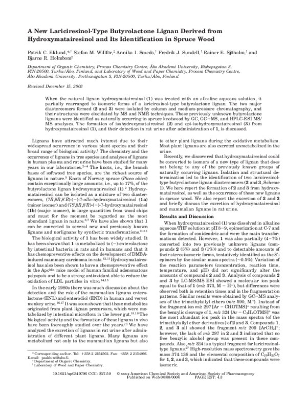 (PDF) A New Lariciresinol-Type Butyrolactone Lignan Derived from ...