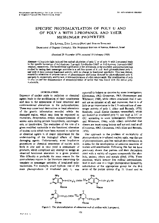 (PDF) Specific photoalkylation of poly U and of poly A with 2-propanol ...