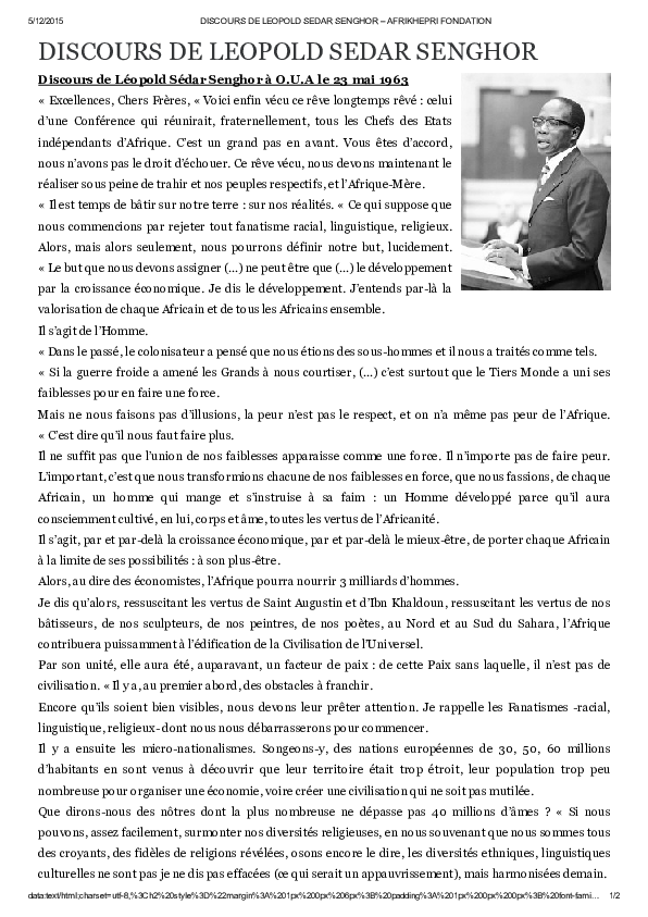 (PDF) DISCOURS DE LEOPOLD SEDAR SENGHOR AFRIKHEPRI FONDATION