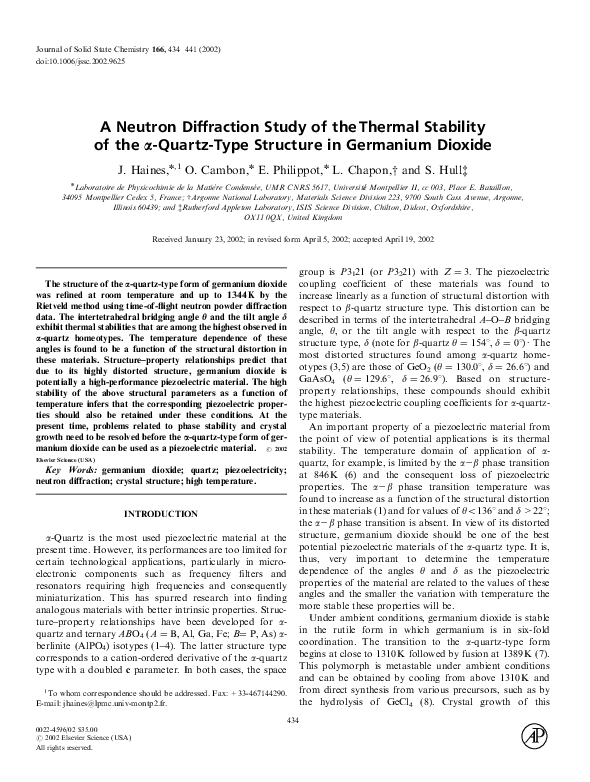 Pdf Large Sio2 Substituted Geo2 Single Crystals With The α Quartz