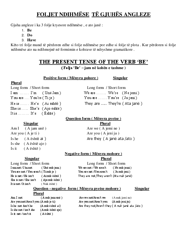 (PDF) Kohet ne gjuhën Angleze dhe foljet ndihmese