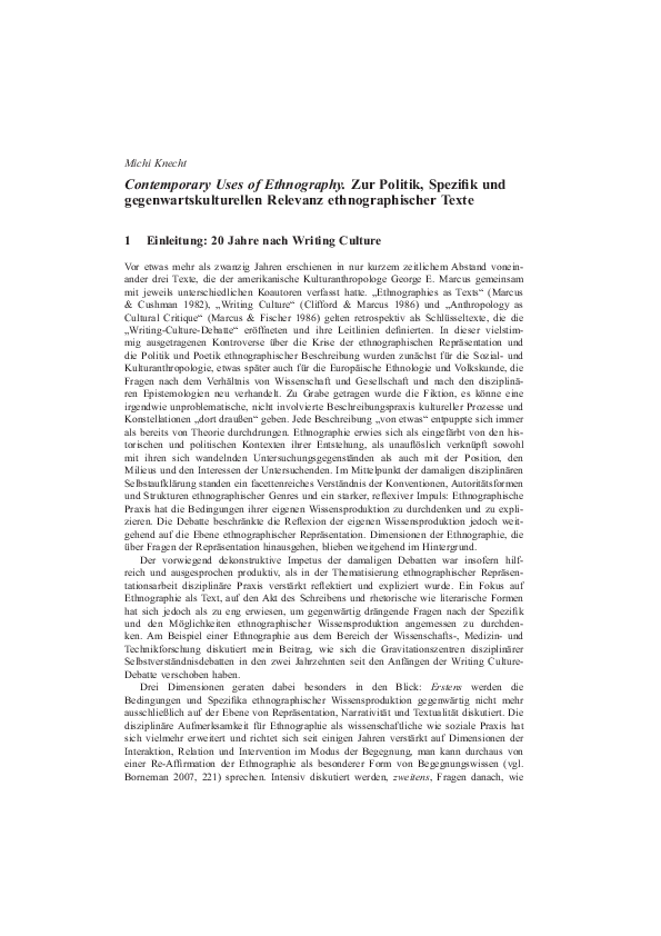 (PDF) Contemporary Uses of Ethnography