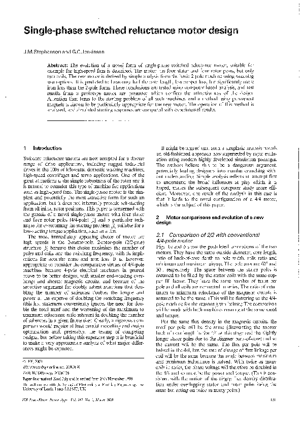 (PDF) Single-phase switched reluctance motor design