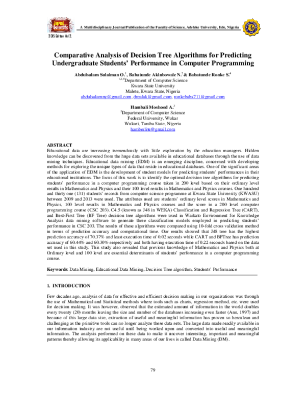 Pdf Comparative Analysis Of Decision Tree Algorithms For Predicting