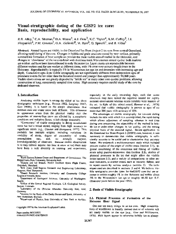 (PDF) Visual-stratigraphic dating of the GISP2 ice core: Basis ...