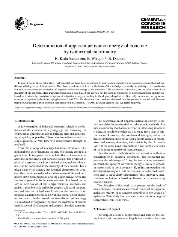 (PDF) Determination of apparent activation energy of concrete by ...