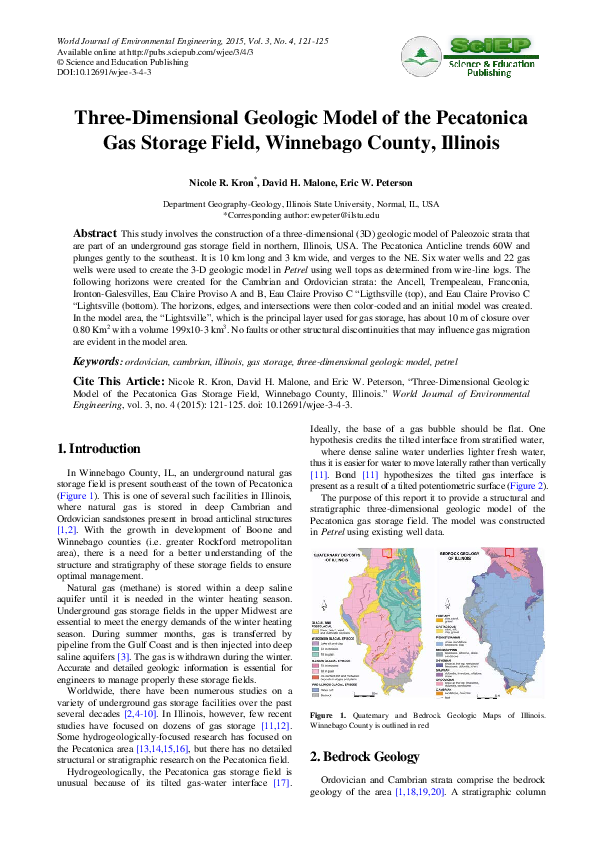 (PDF) Three-Dimensional Geologic Model of the Pecatonica Gas Storage Field, Winnebago County ...