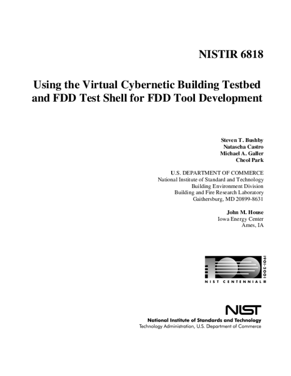 (PDF) Using the Virtual Cybernetic Building Testbed and FDD Test Shell ...