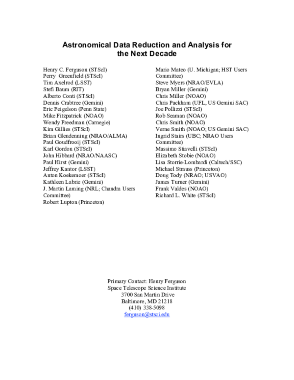 Pdf Astronomical Data Reduction And Analysis For The Next Decade