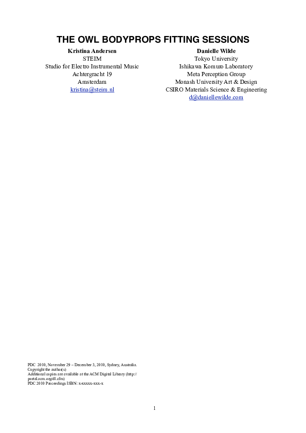 The OWL bodyprops fitting sessions