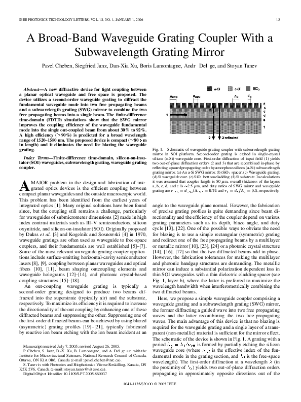 (PDF) A broad-band waveguide grating coupler with a subwavelength ...