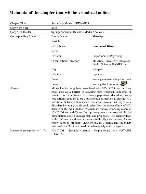 (PDF) Secondary Mania of HIV/AIDS