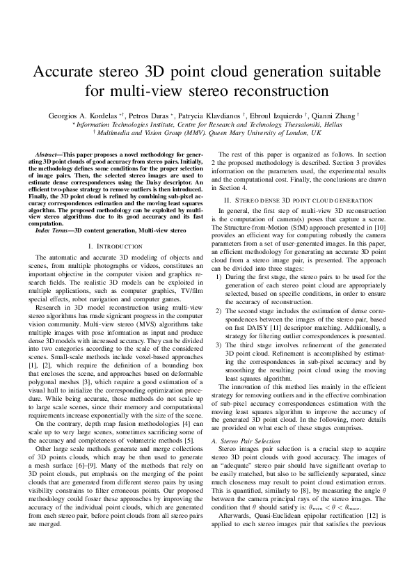 (PDF) Accurate stereo point cloud