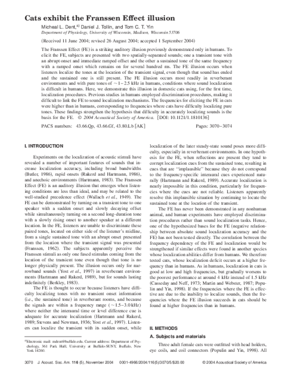 (PDF) Cats exhibit the Franssen Effect illusion