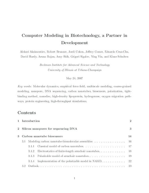 (PDF) Computer Modeling in Biotechnology