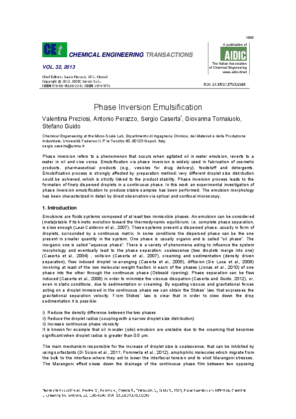 (PDF) Phase Inversion Emulsification