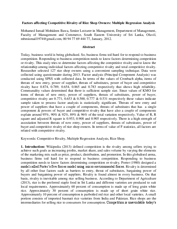 (PDF) Factors affecting Competitive Rivalry of Rice Shop Owners ...