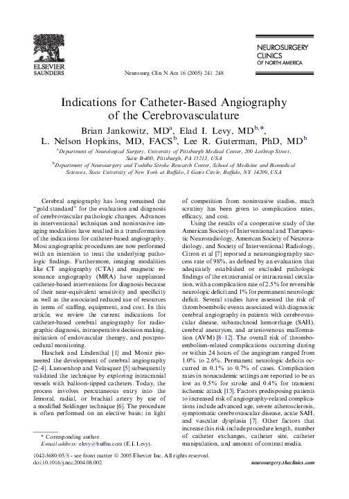 (PDF) Indications for catheter-based angiography of the cerebrovasculature