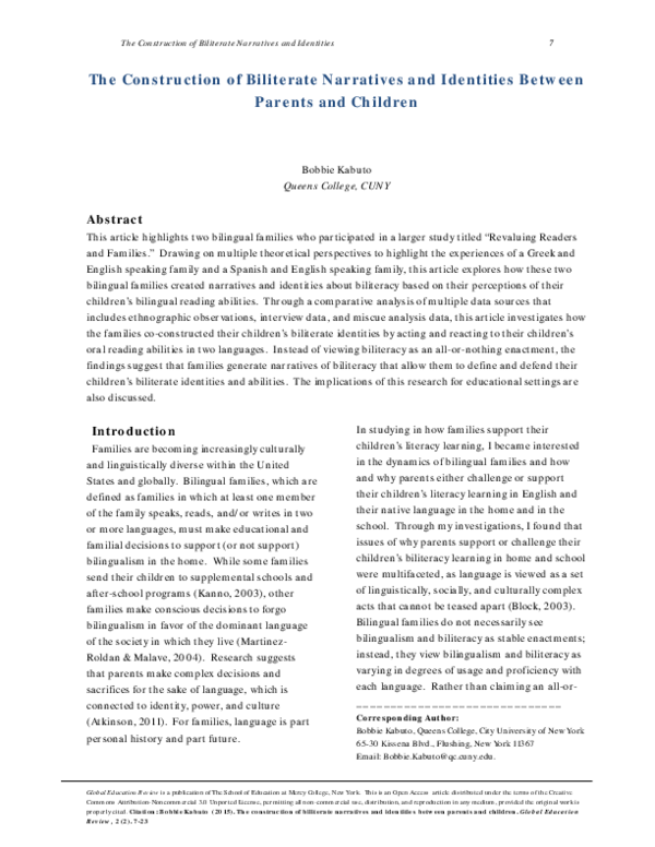 (PDF) The Construction of Biliterate Narratives and Identities Between ...