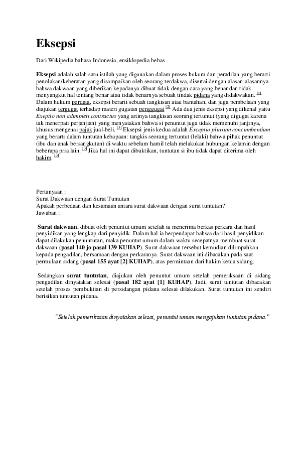 (PDF) Eksepsi