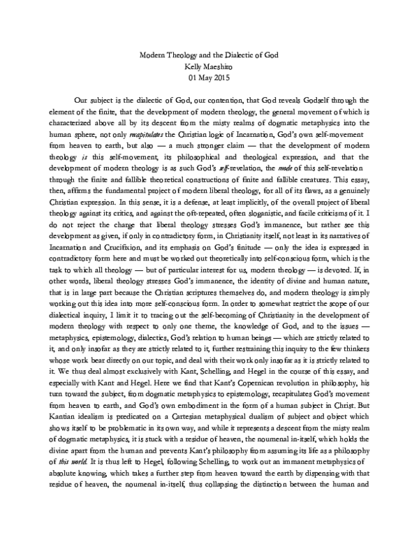 (PDF) Modern Theology and the Dialectic of God: An Interpretation of ... (PDF) Modern Theology and the Dialectic of God: An Interpretation of ...